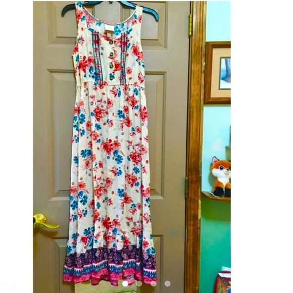 Knox Rose | Dresses | Red White Blue Floral Boho Maxi Summer Dress | Poshmark